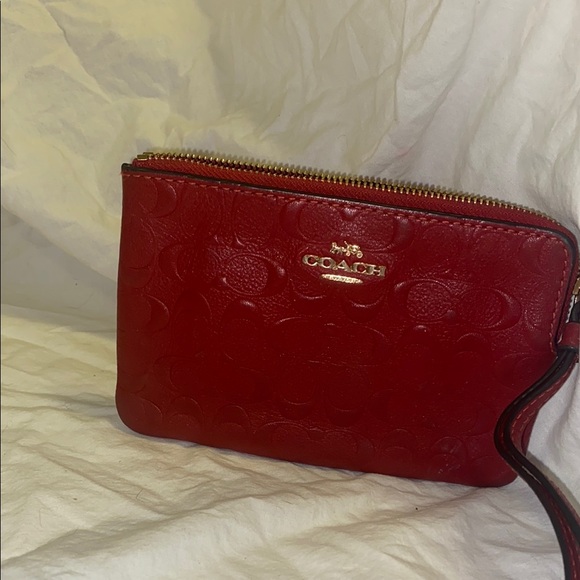 Coach | Bags | Coach Red Leather Wristlet | Poshmark
